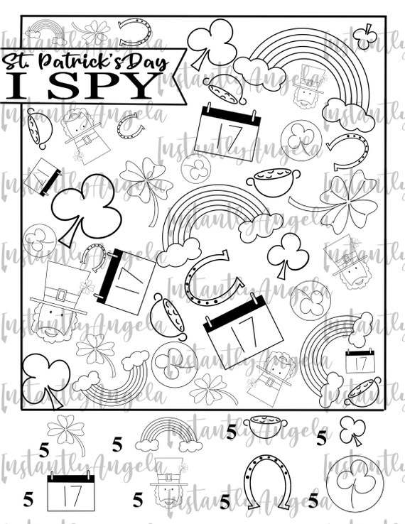 Printable I Spy Coloring Page St. Patricks Day - Etsy