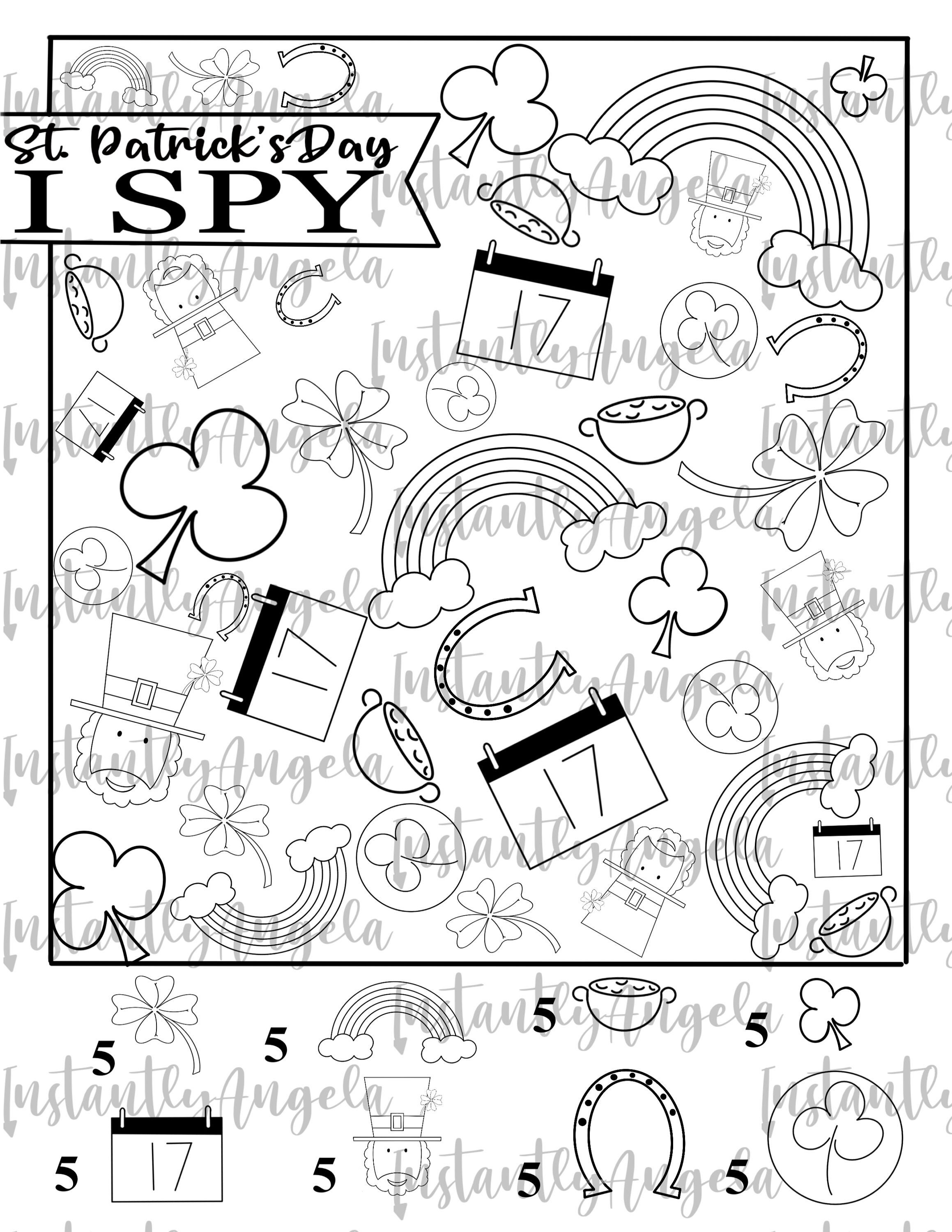 Imprimible I Spy, Dibujo para colorear, Día de San Patricio - Etsy México