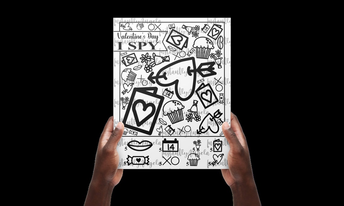 Printable I Spy, Coloring Page, Valentines Day - Etsy