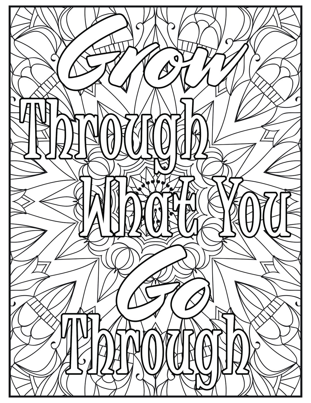 Digital Coloring Page Coloring Page of Grow Through What You - Etsy