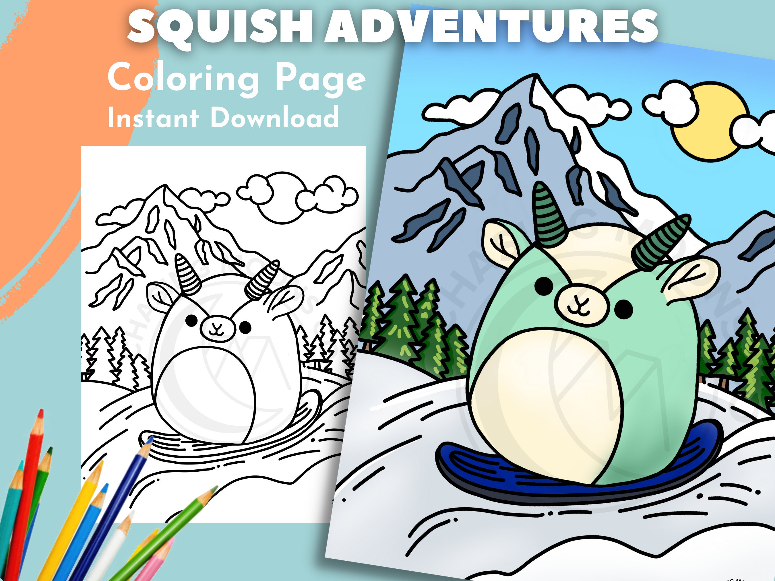 Squishmallow Coloring Page Coloring Page for Adults, Kids Coloring ...