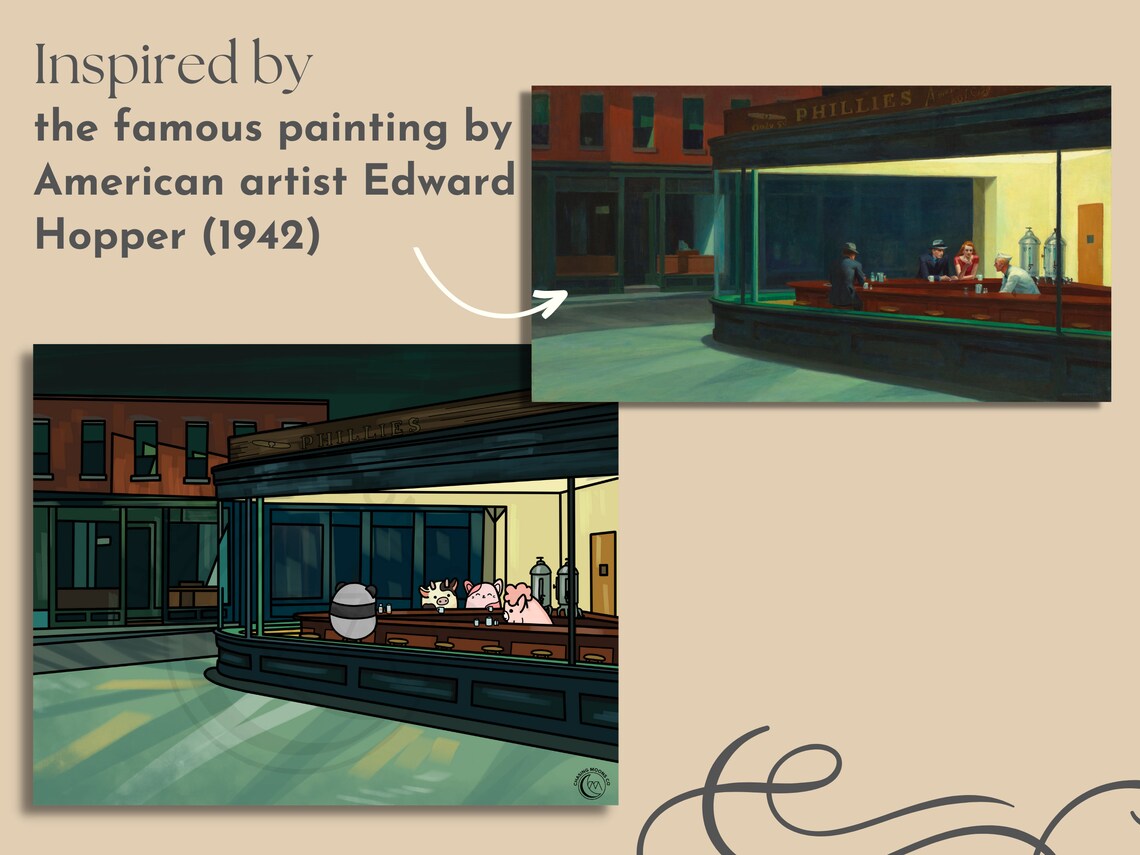 Squish Art History: Nighthawks | Coloring Page for Adults, Squishmallow ...