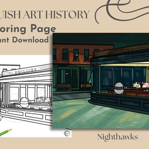 Squish Art History: Nighthawks Coloring Page for Adults - Etsy