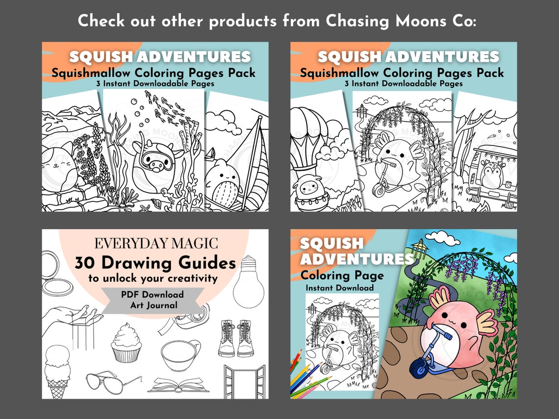 Squishmallow Coloring Page Pack Coloring Page for Adults, Kids Coloring ...