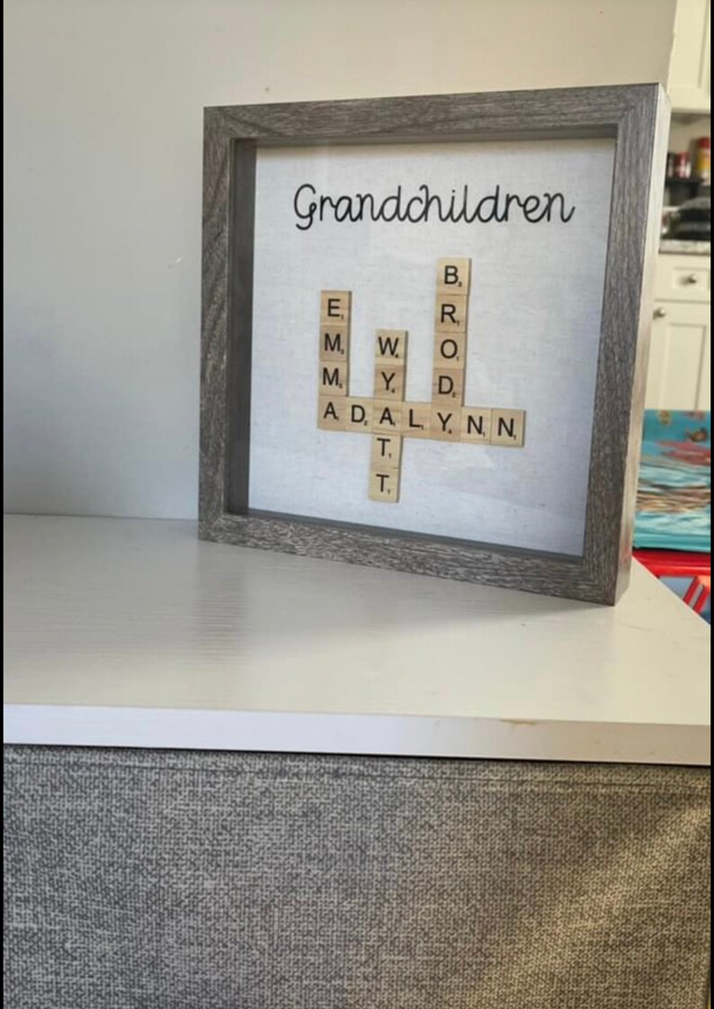 Grandchildren Scrabble Letter Shadow Box - Etsy