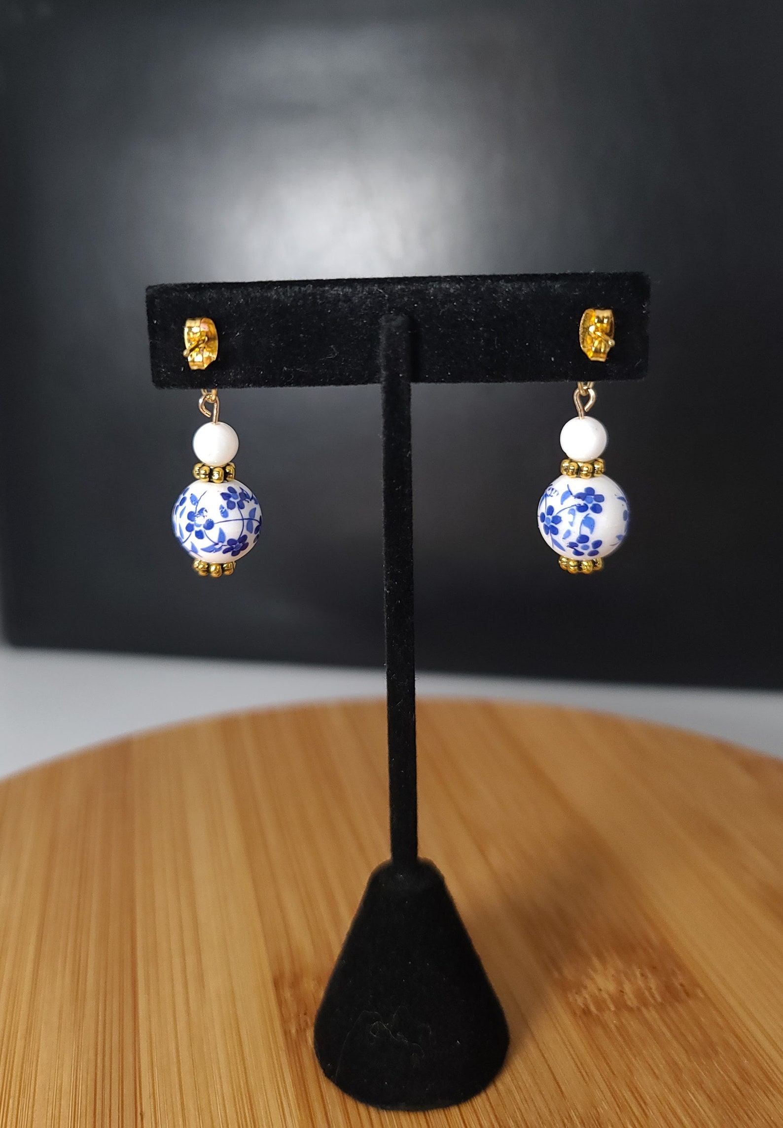 Delft Blue Earrings Handmade, Blue and White Chinoiserie Earrings ...