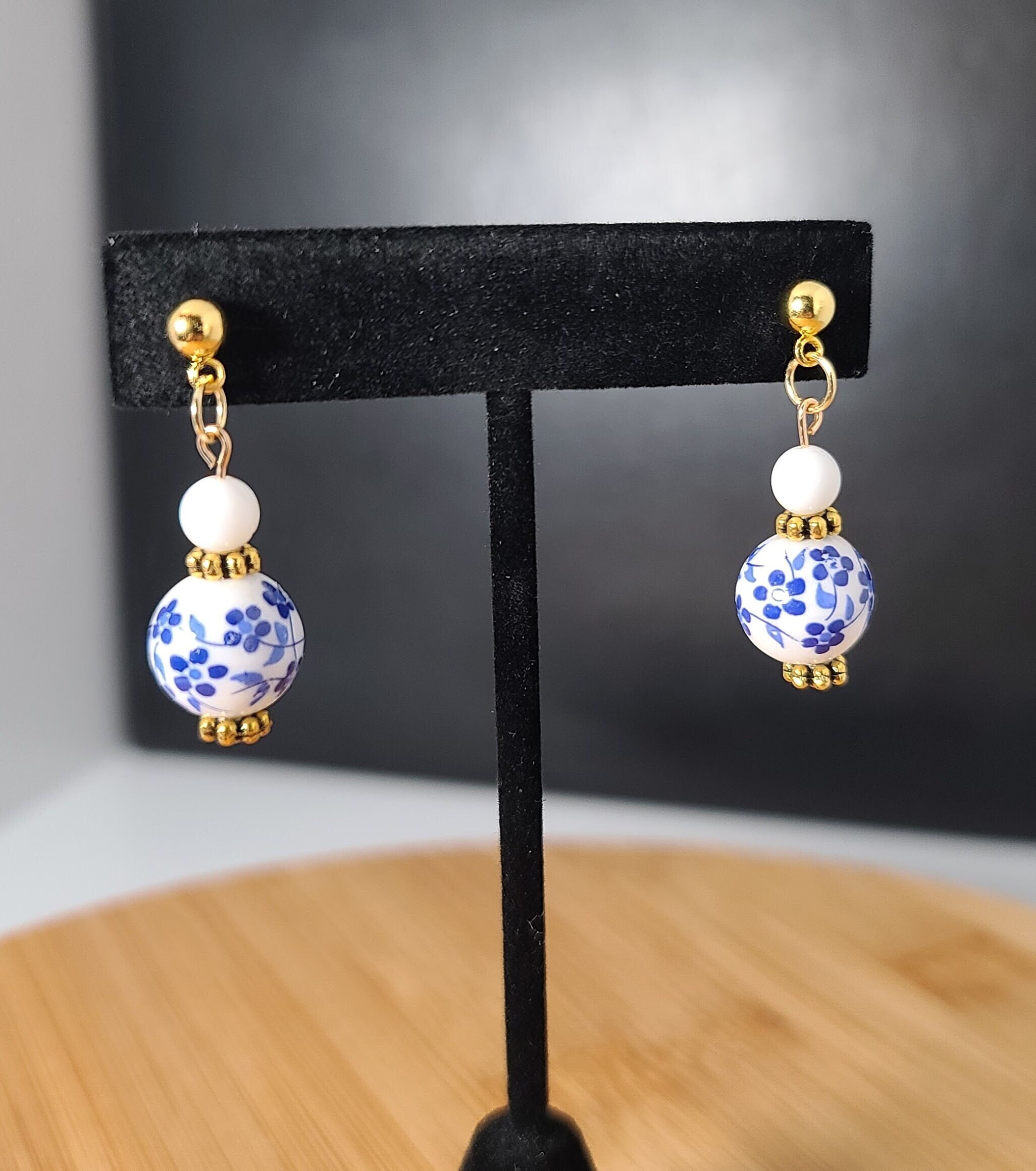Delft Blue Earrings Handmade, Blue and White Chinoiserie Earrings ...