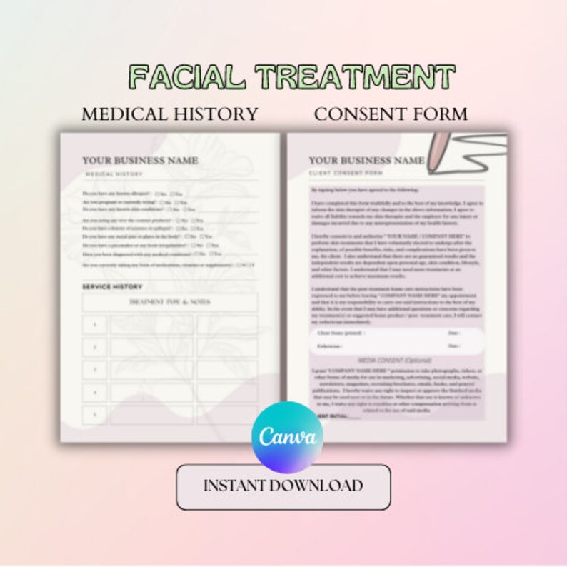 Facial Consent Forms | Skincare Template | Facial Intake Forms ...