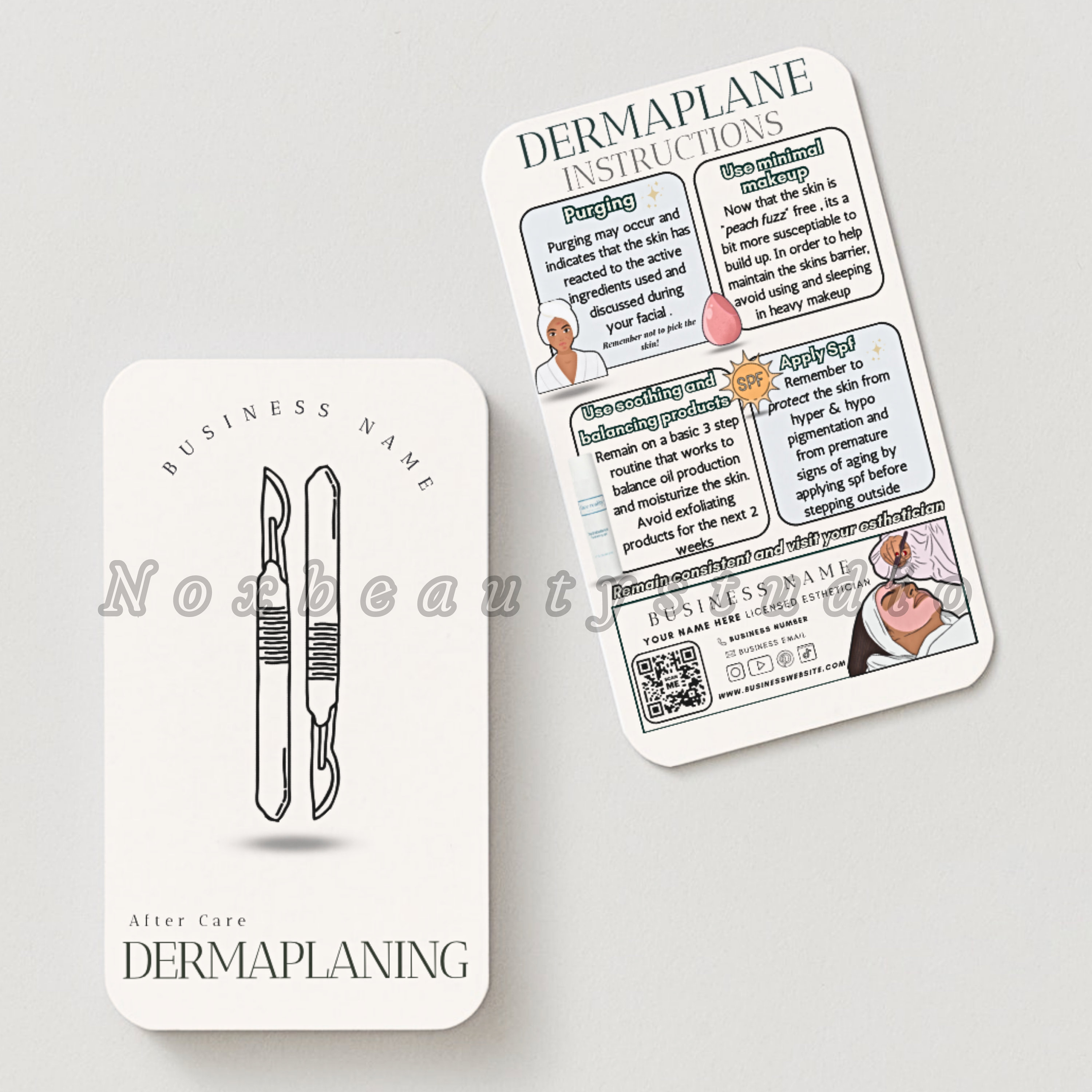 Editable After Care Cards Digital Templates for the Solo Esthetician ...