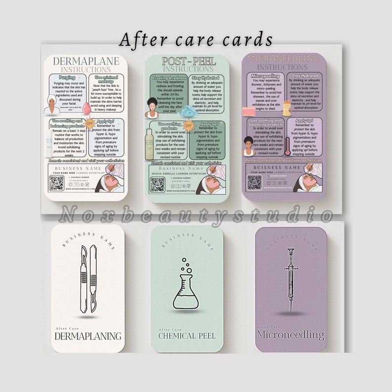 Editable After Care Cards Digital Templates for the Solo Esthetician ...