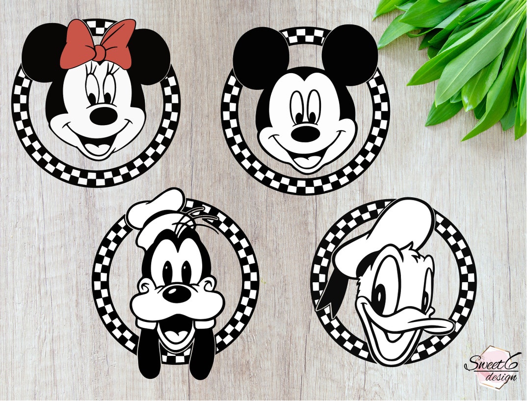 Mickey and Friends Checkered Circle SVG Bundle (digital File) - Etsy