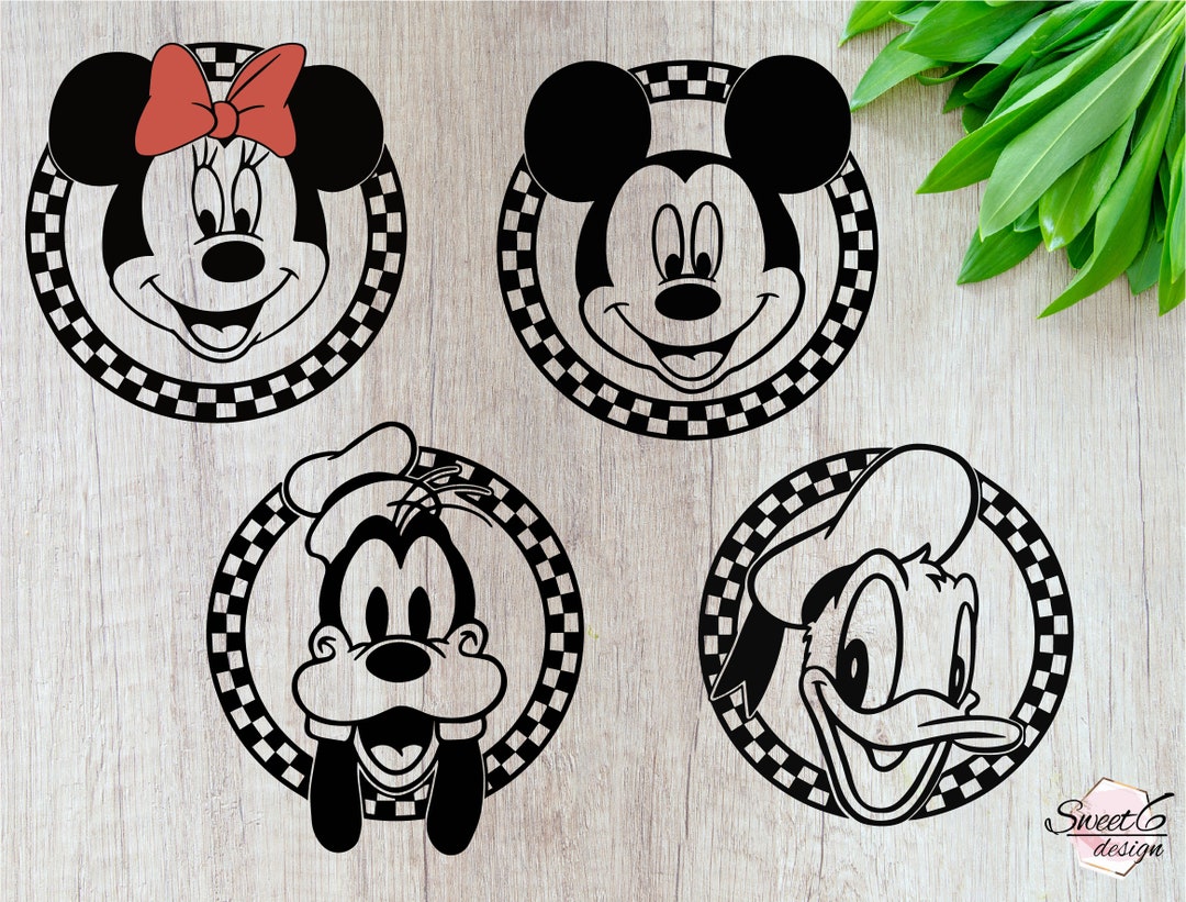 Mickey and Friends Checkered Circle Bundle. Checkered Circle Image. SVG ...