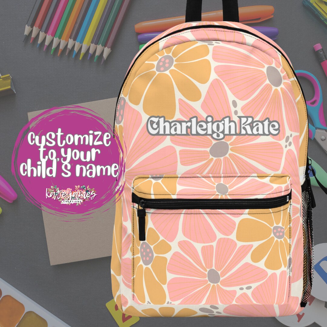 Pastel Groovy Flowers, Personalized Name Backpack, School Bag, Daycare ...