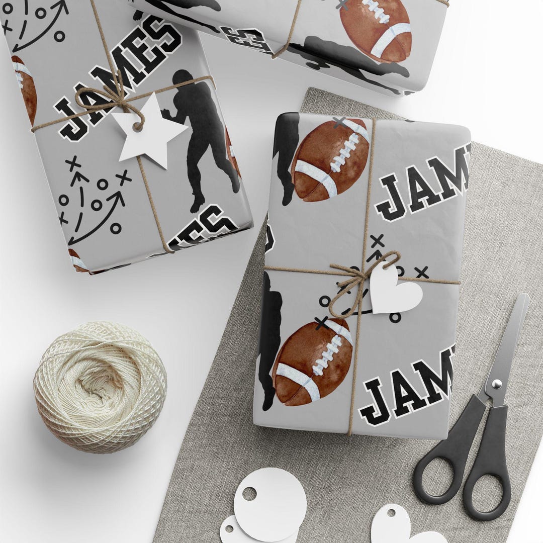 Football Wrapping Paper - Personalized Birthday & Christmas Gift Wrap ...
