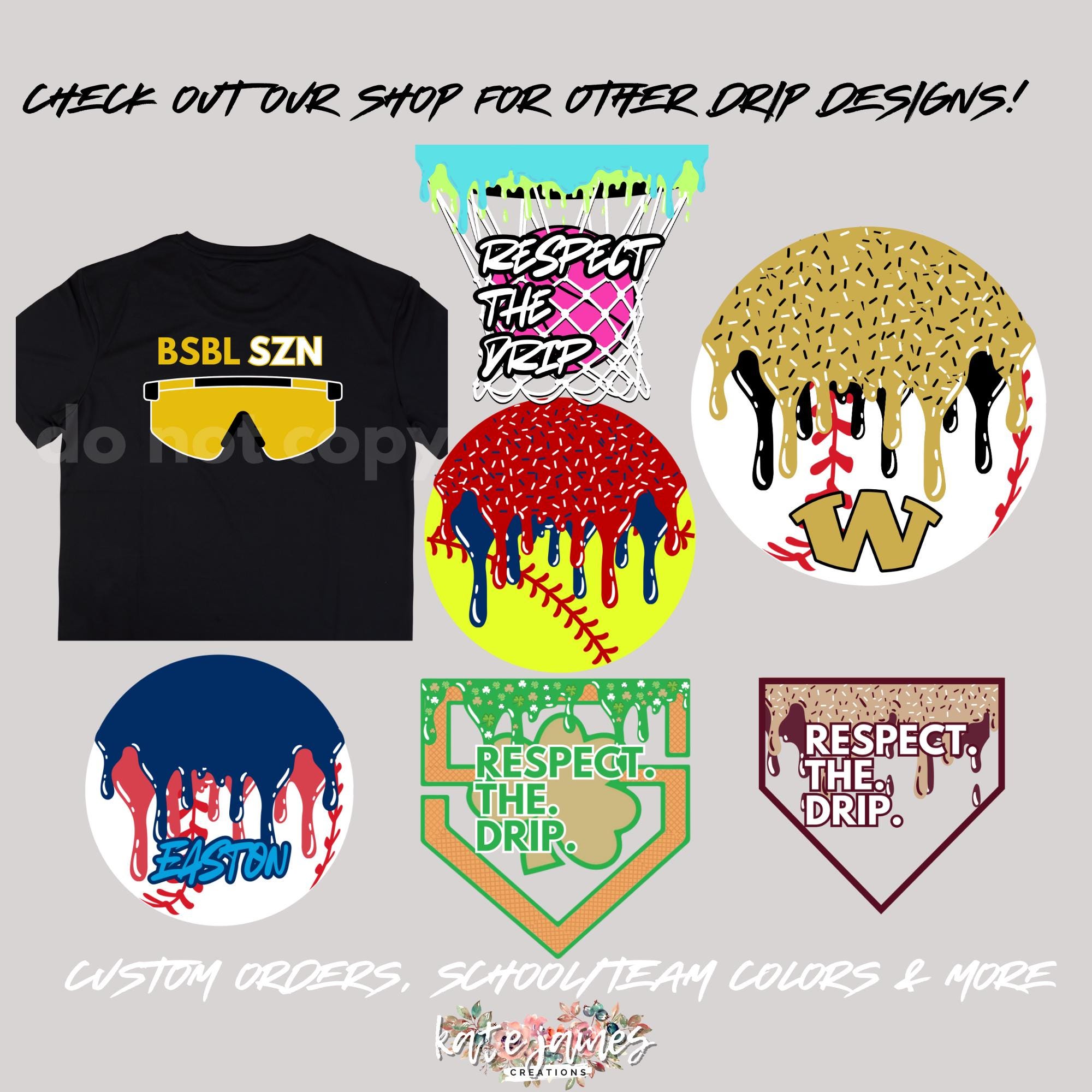 Digital File, Instant Download, Sports, Baseball Ice Cream Drip, Travel ...