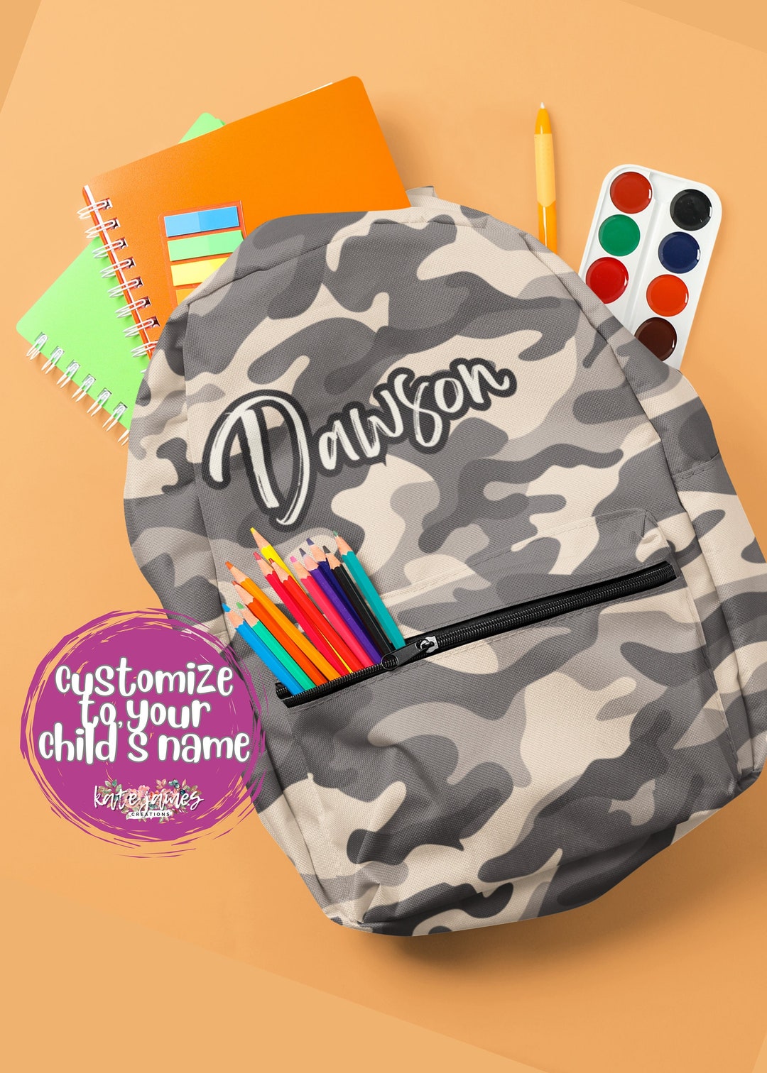 CUSTOM Back to School Backpack, Camo Old School, Personalized Bag for ...