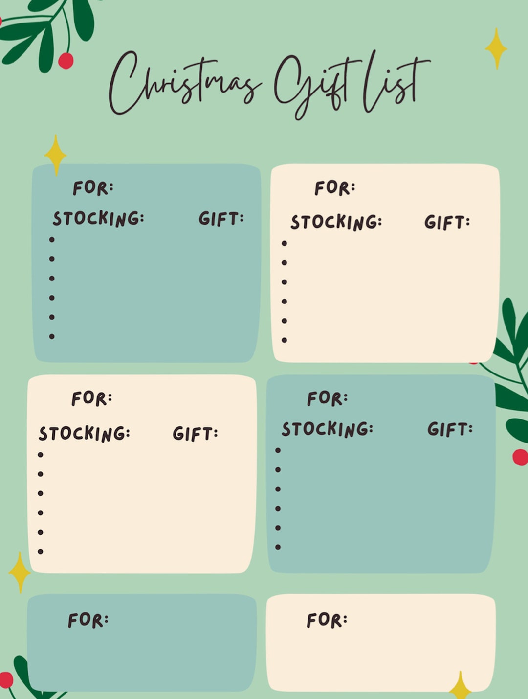 Christmas Gift Giving List - Etsy