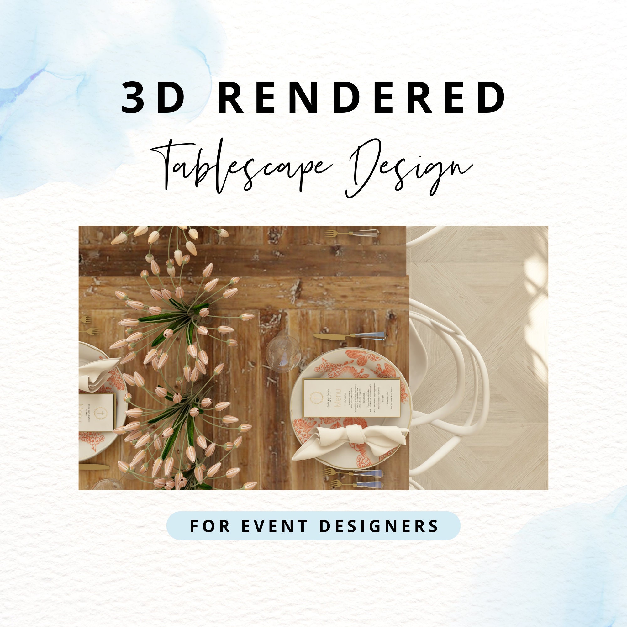 3D Digital Mockup Render- Custom Event Mockup Render Tablescape Event ...