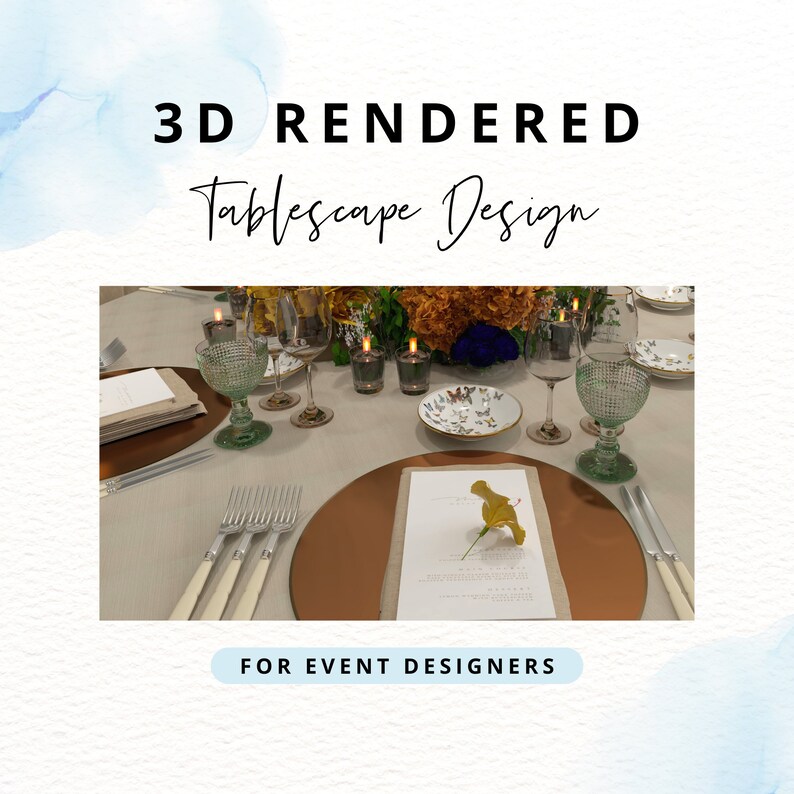 3D Digital Mockup Render- Custom Event Mockup Render Tablescape Event ...
