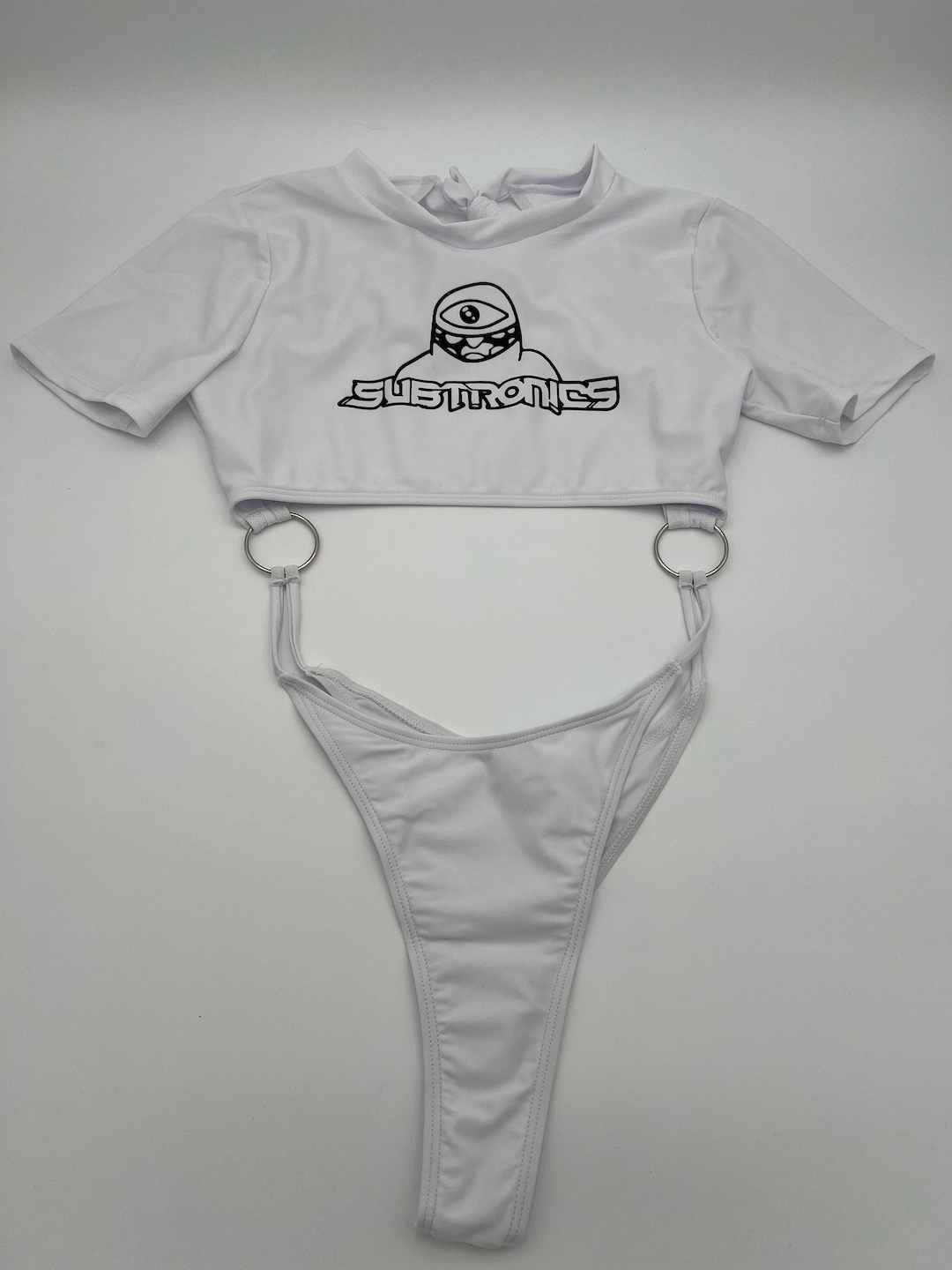 Subtronics White Bodysuit | Rave Festival Crop Top | Glitter EDM ...
