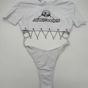 Subtronics White Bodysuit | Rave Festival Crop Top | Glitter EDM ...