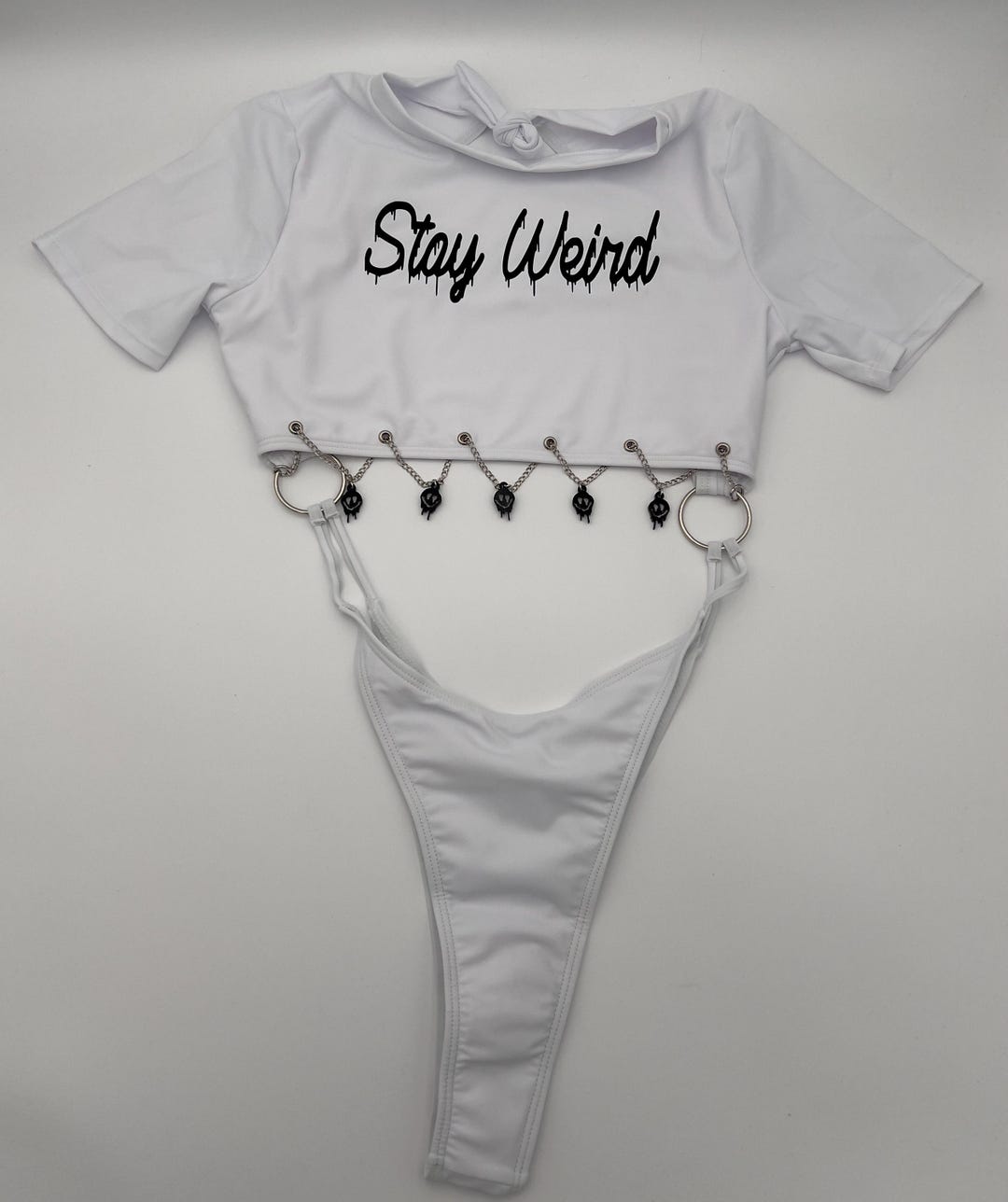 Stay Weird Bodysuit • Drip Smiley Face Rave Bathing Suit - Etsy
