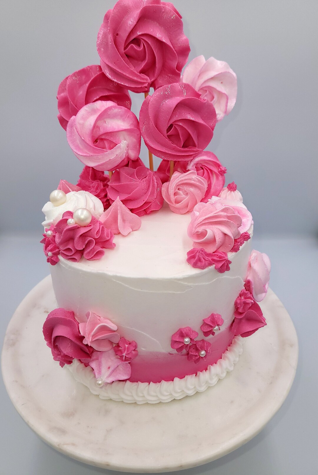 Fake Cake Birthday Anniversary Thank-you Celebration Pink & White. - Etsy