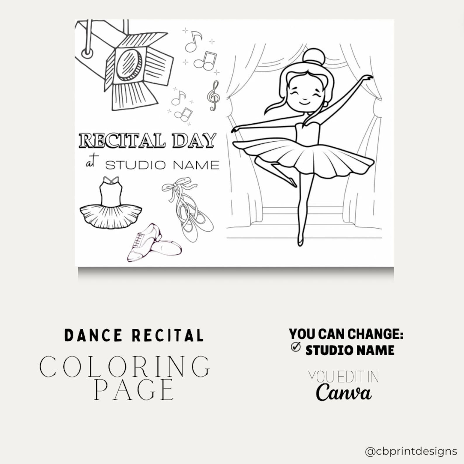 DANCE Recital Coloring Page for Dance Studio / Dance Teacher - Etsy
