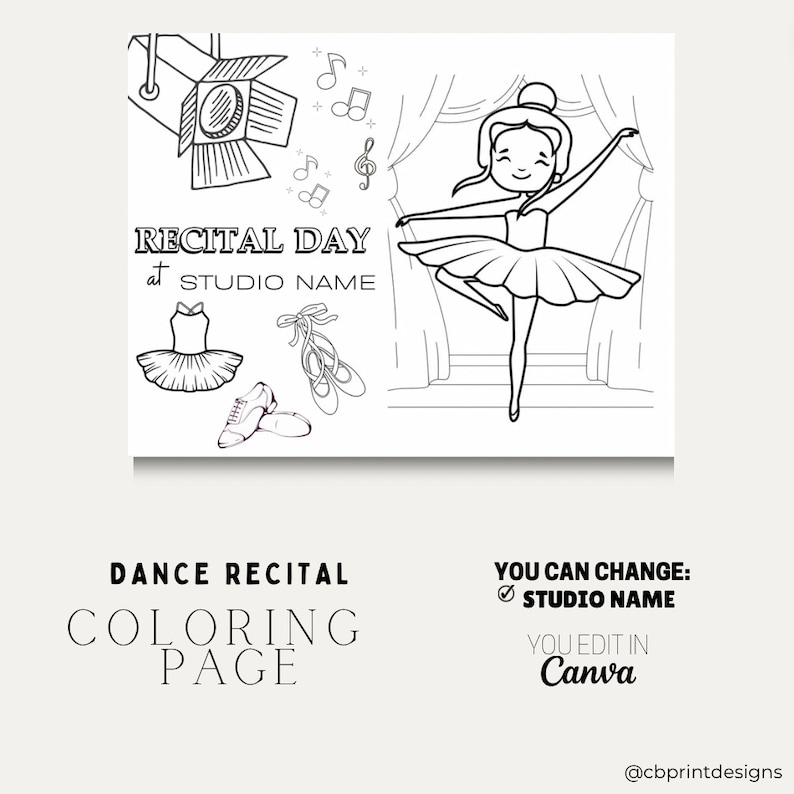 DANCE Recital Coloring Page for Dance Studio / Dance Teacher - Etsy