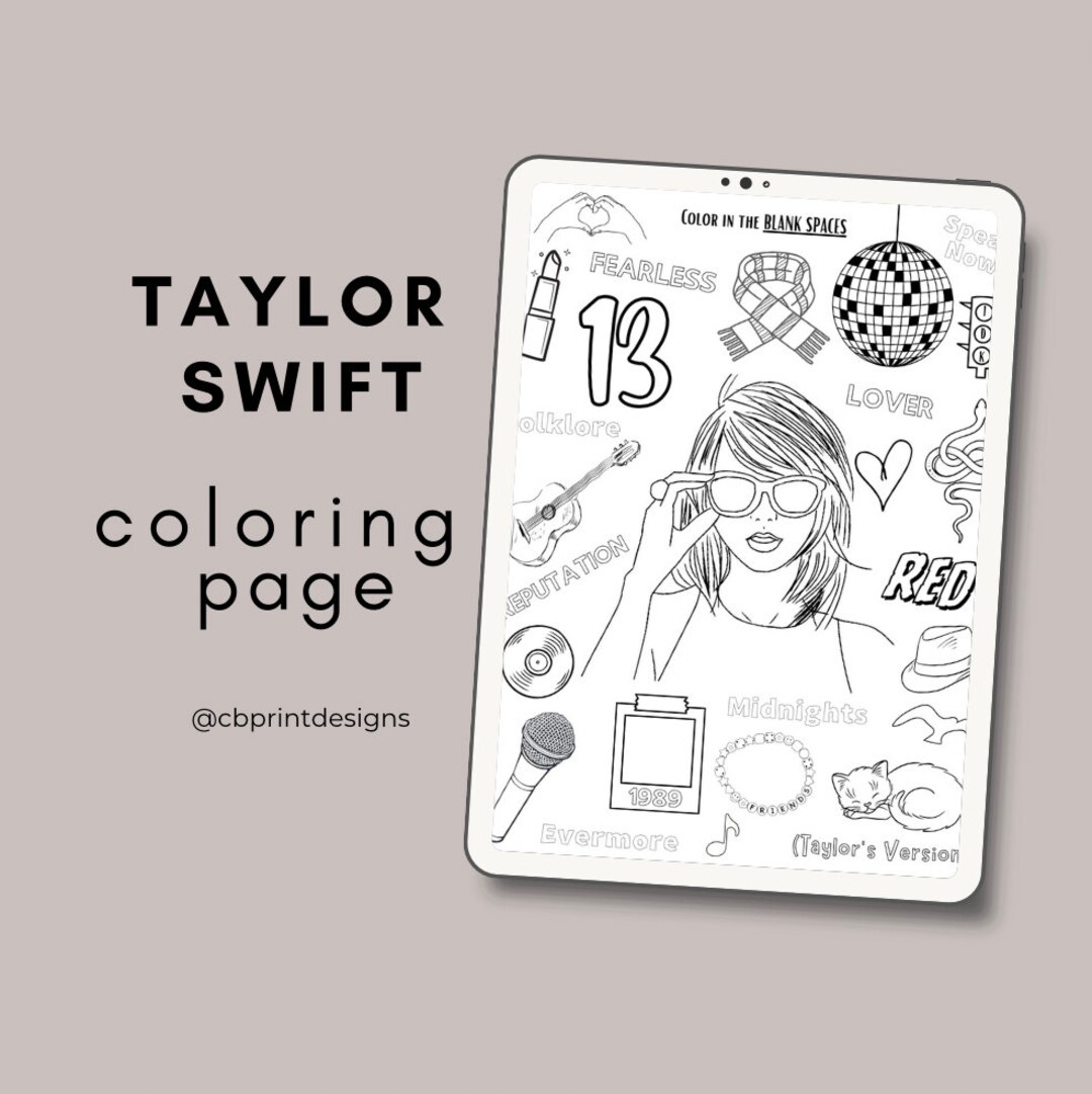 Taylor Swift COLORING PAGE - Etsy
