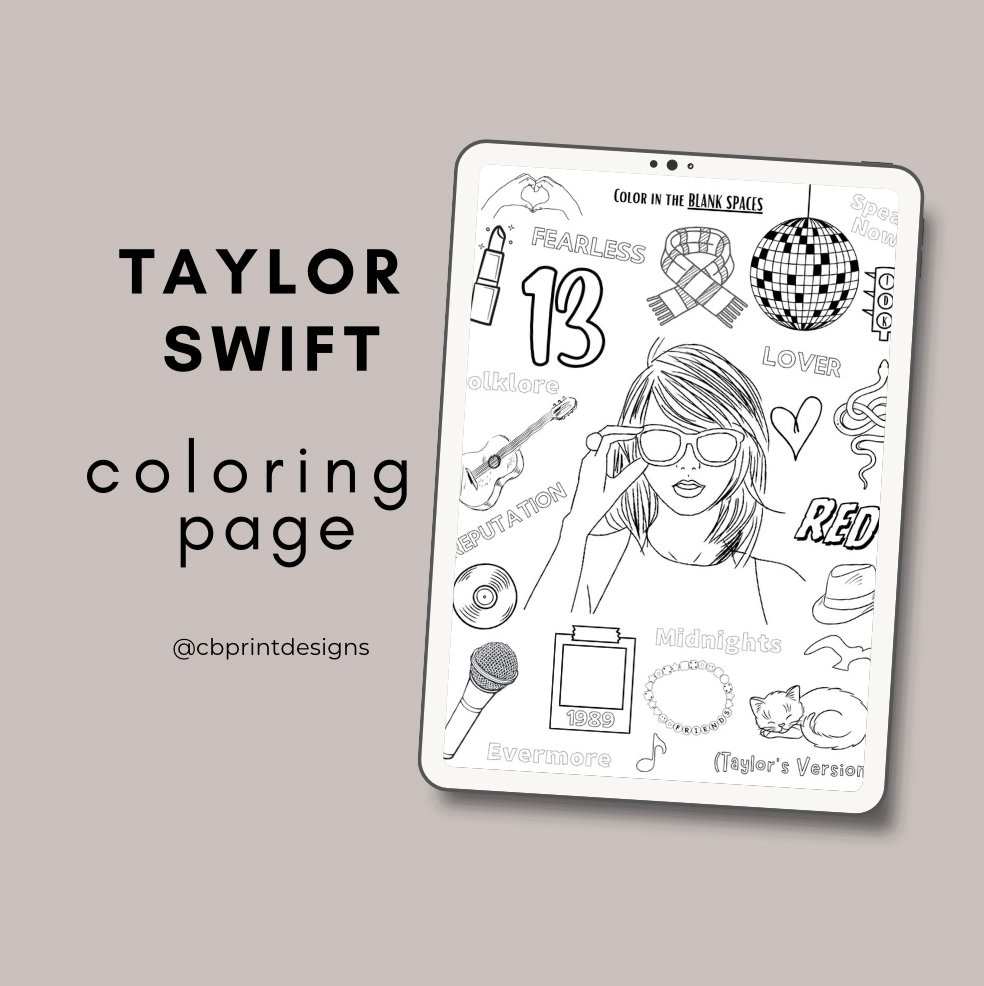 Taylor Swift COLORING PAGE - Etsy