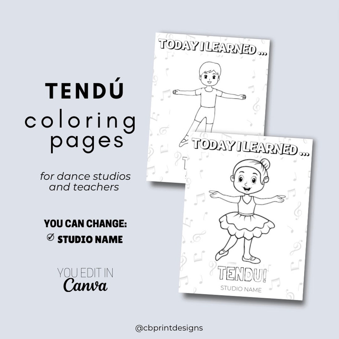 Today I Learned Tendu Coloring Page for Dance Studio / Dance Teacher - Etsy