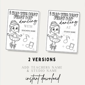 First Day of Dance Coloring Page for Dance Studio / Dance Teacher - Etsy