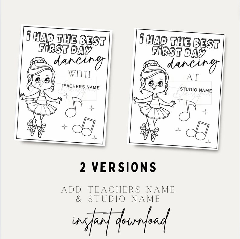First Day of Dance Coloring Page for Dance Studio / Dance Teacher - Etsy