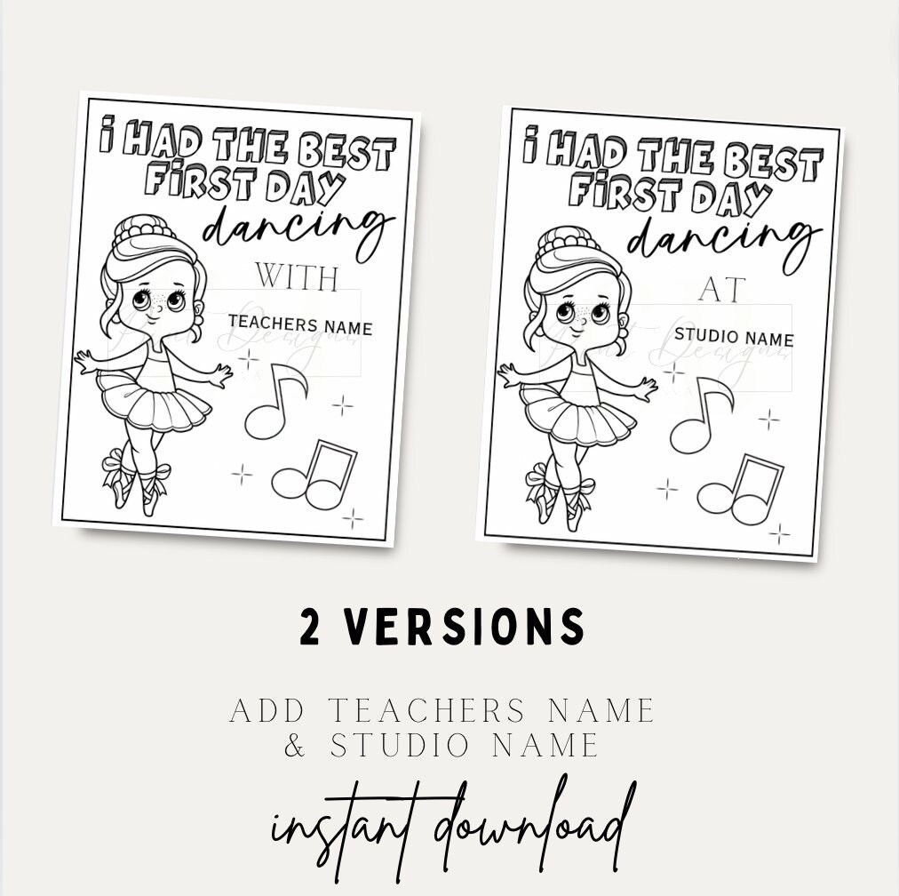 First Day of Dance Coloring Page for Dance Studio / Dance Teacher - Etsy