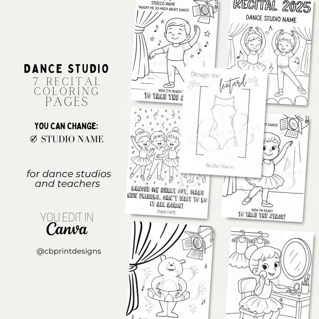 Dance Recital Coloring Page Bundle for Dance Studio / Dance Teacher ...