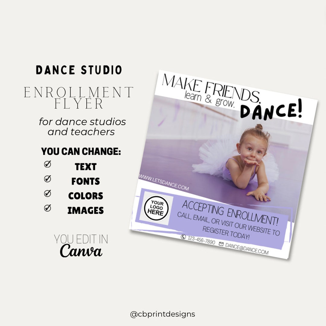 Dance Studio Enroll Now / Register Now Flyer - Etsy