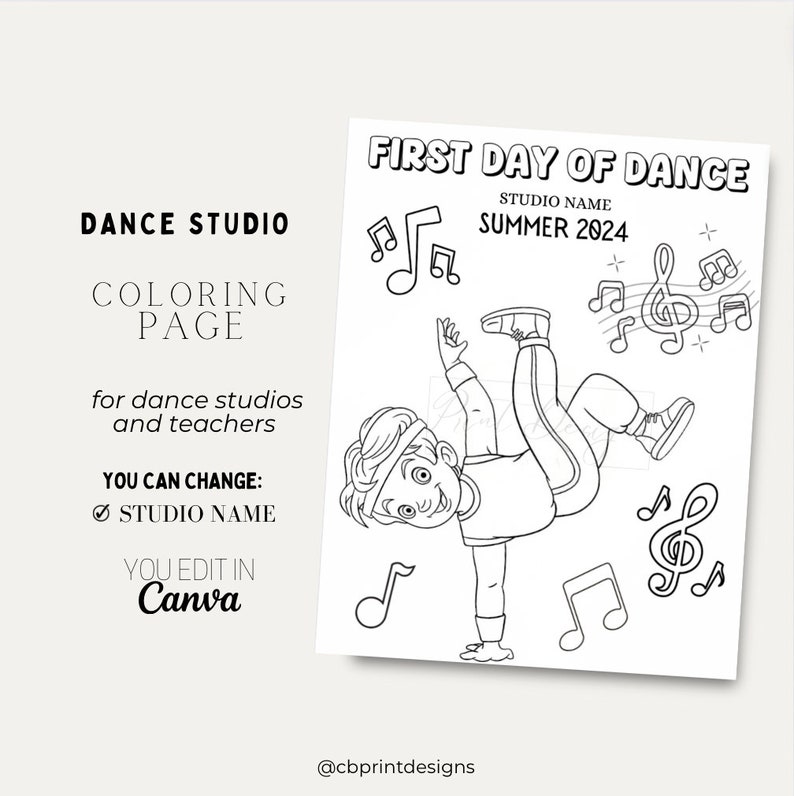 First Day of Dance Coloring Page for Dance Studio / Dance Teacher - Etsy