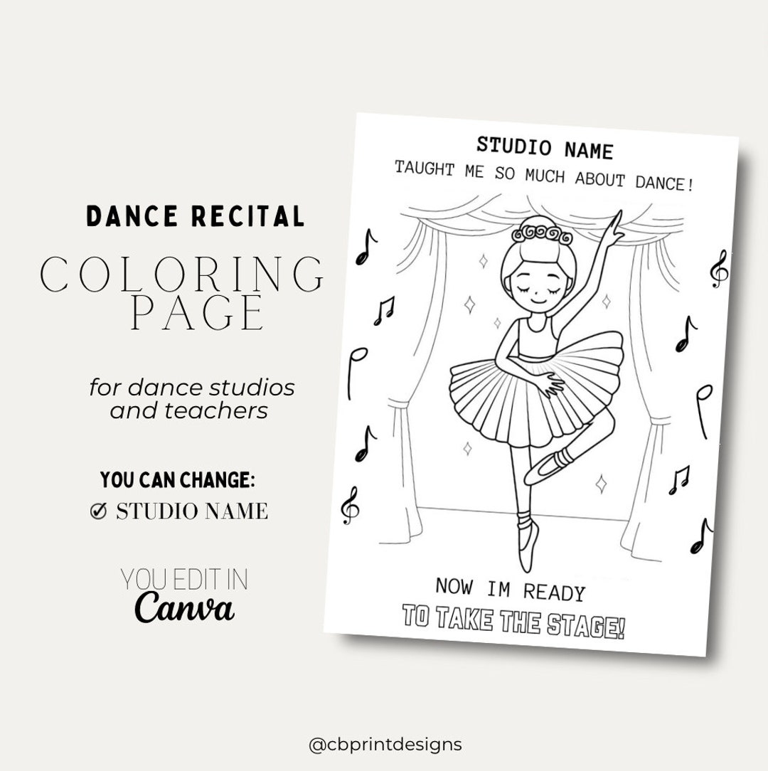 Recital/ready to Take the Stage Coloring Page for Dance Studio / Dance ...