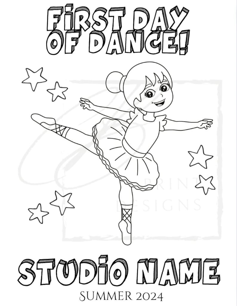 Dance Studio Summer Coloring Page for Dance Studio / Dance Teacher - Etsy