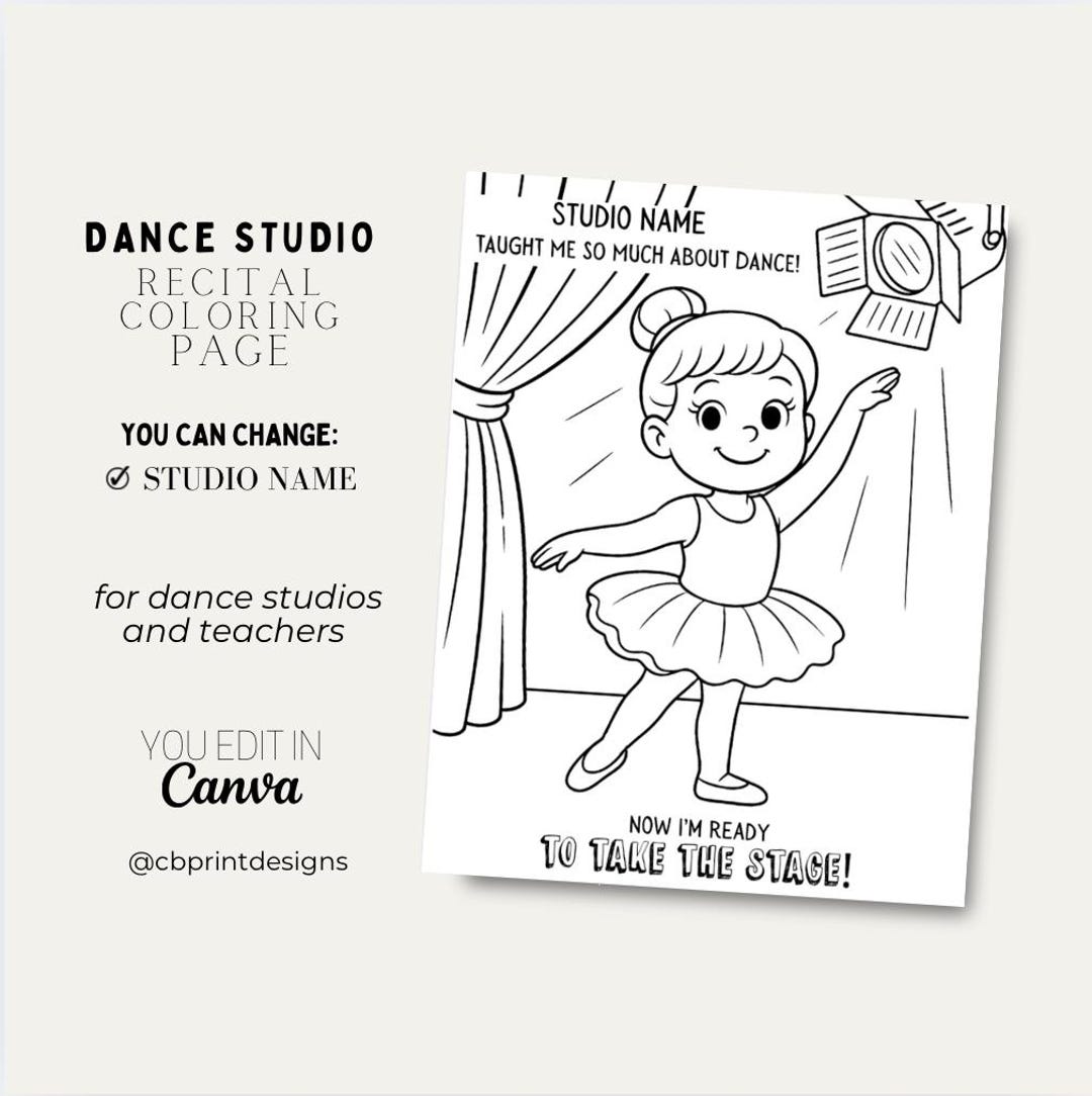 Recital/ready to Take the Stage Coloring Page for Dance Studio / Dance ...