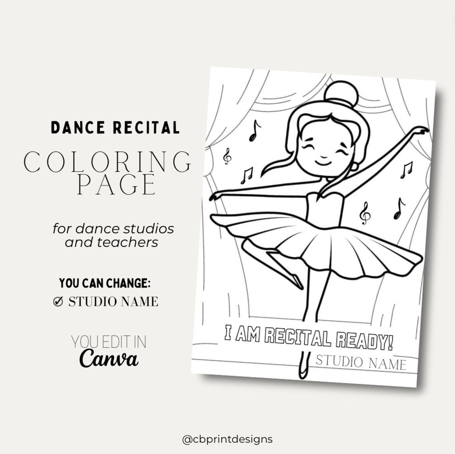 Recital/ready to Take the Stage Coloring Page for Dance Studio / Dance ...