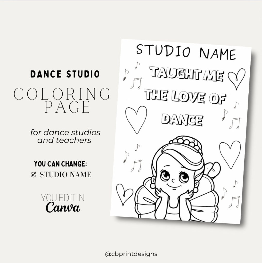 The Love of Dance Coloring Page for Dance Studio / Dance Teacher - Etsy