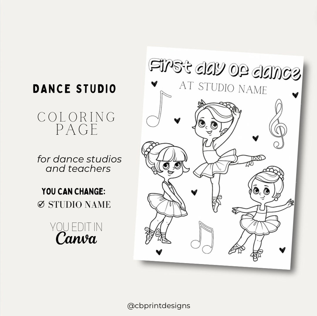 First Day of Dance Coloring Page for Dance Studio / Dance Teacher - Etsy