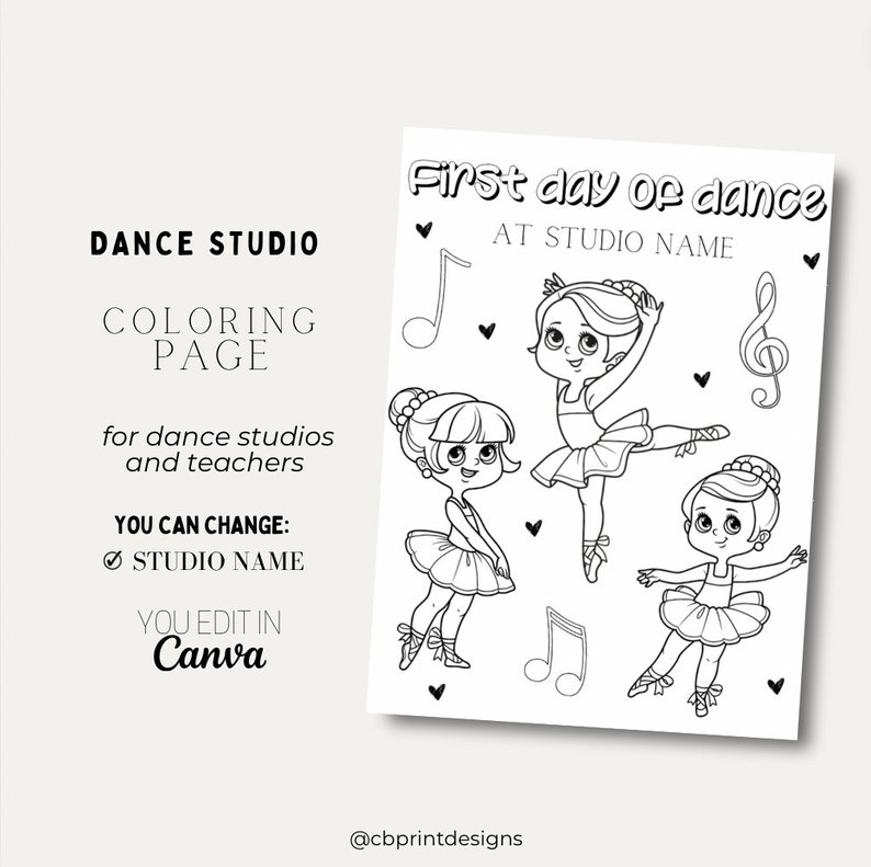First Day of Dance Coloring Page for Dance Studio / Dance Teacher - Etsy