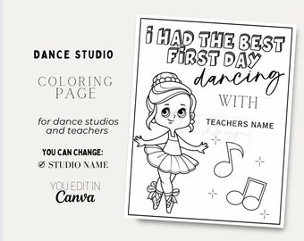 10 Pages - First Day of Dance/acro/tumbling Bundle Coloring Page for ...