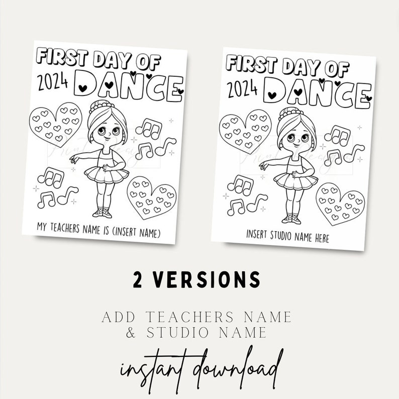 First Day of Dance Coloring Page for Dance Studio / Dance Teacher - Etsy