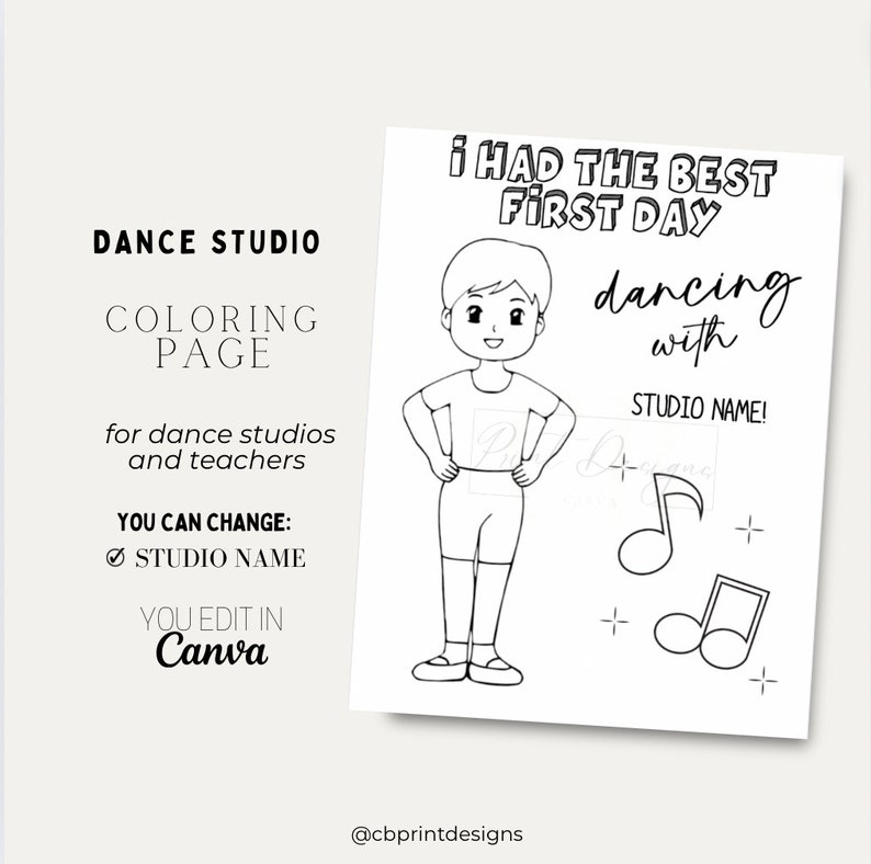 First Day of Dance Coloring Page for Dance Studio / Dance Teacher - Etsy