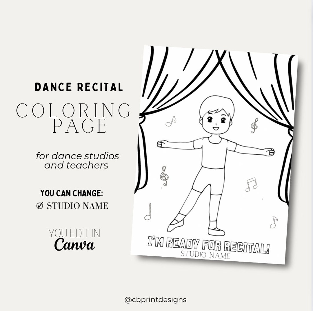 I'm Ready for Recital Coloring Page for Dance Studio / Dance Teacher - Etsy