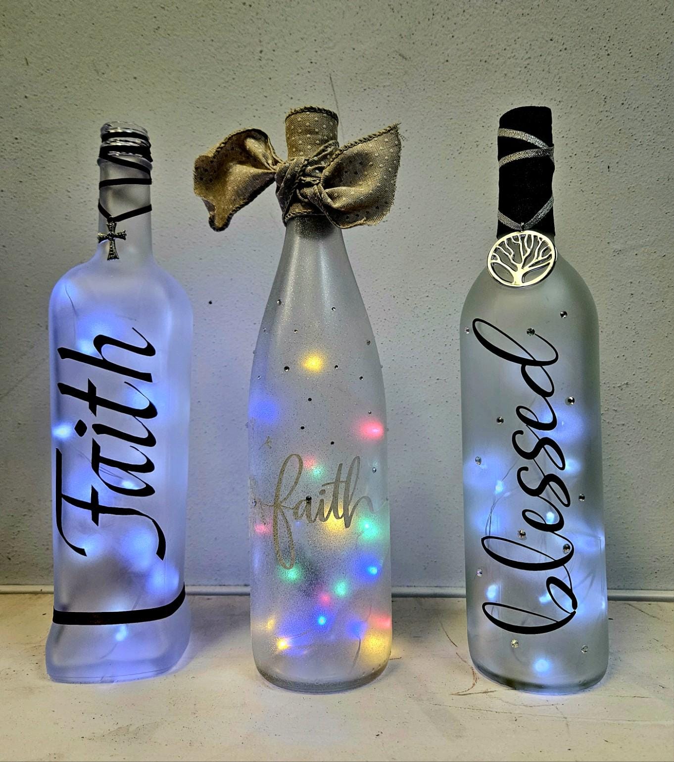 Faith, Blessed, Light up Decorative Bottles - Etsy